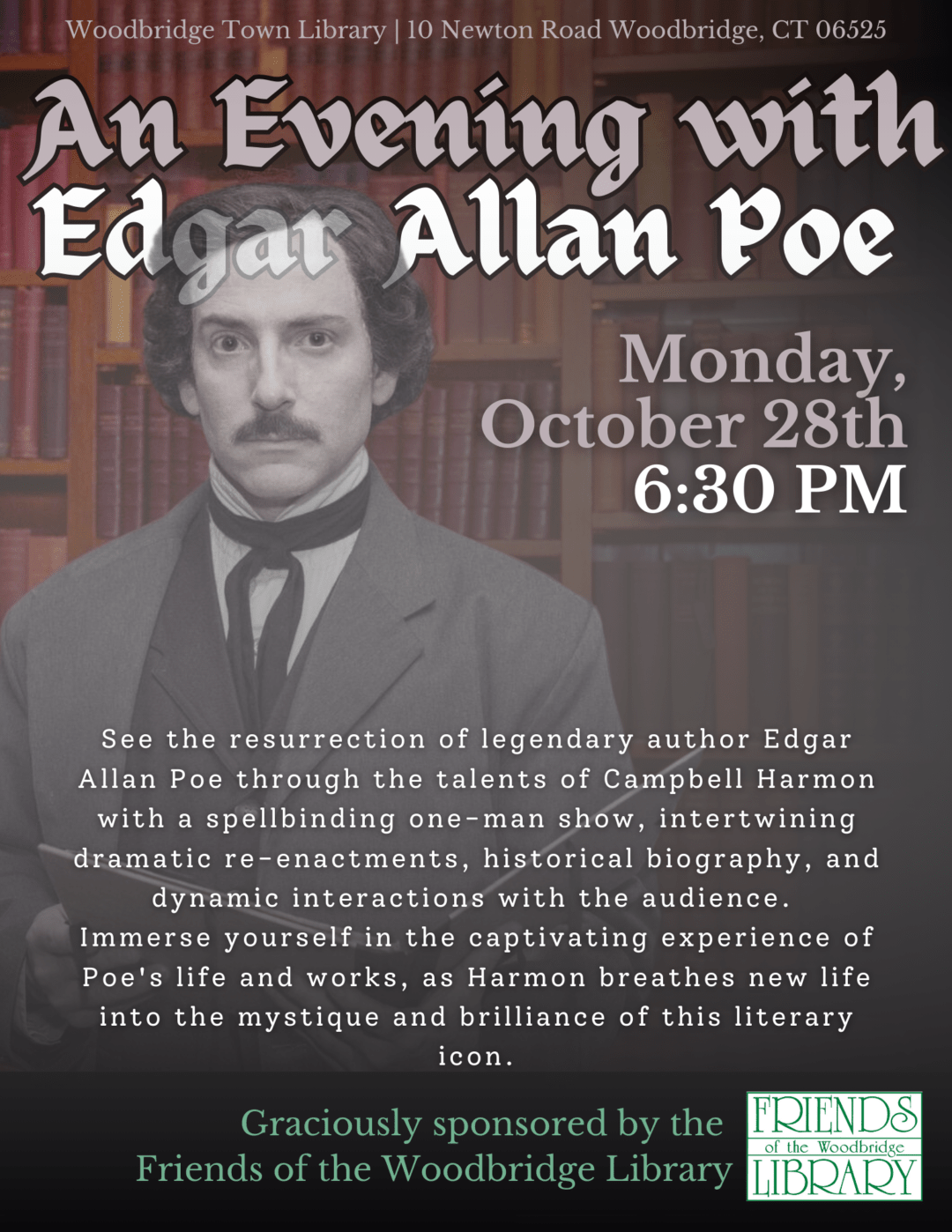Evening with Edgar Allan Poe – Woodbridge Town Library